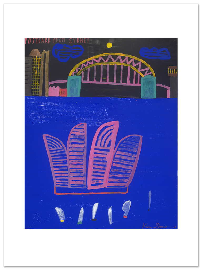 Postcard from Sydney, pink Opera House, 2016 - Ken Done Gallery