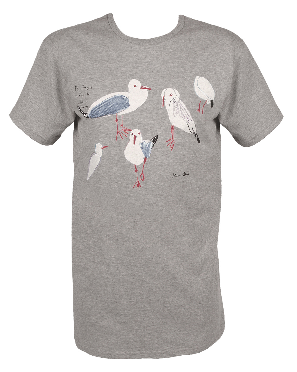 Tshirt - Unisex - 'Mr Seagull' grey marle - Ken Done Gallery