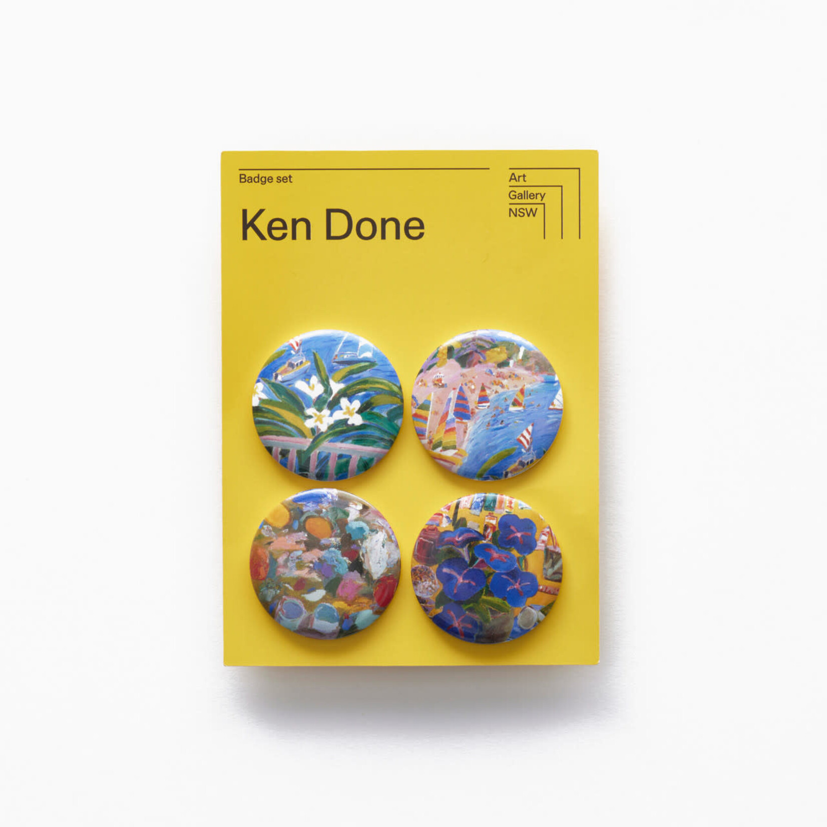 'Sunday' Badge set of 4 - AGNSW x Ken Done - Ken Done Gallery