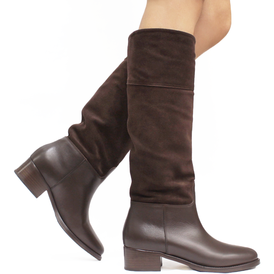 Le Pepe LP2C Chocolate Suede/Calf Riding Boot 1128 - Head Start Shoes
