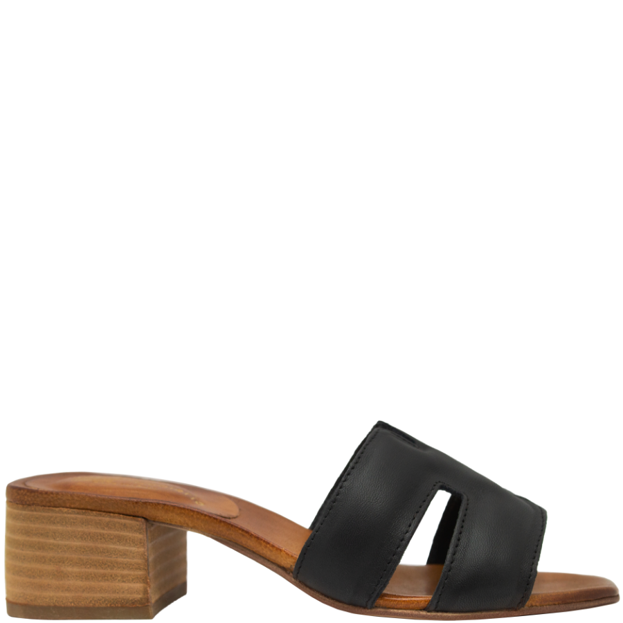 Nuova N2R Black Mule With Heel Mona - Head Start Shoes