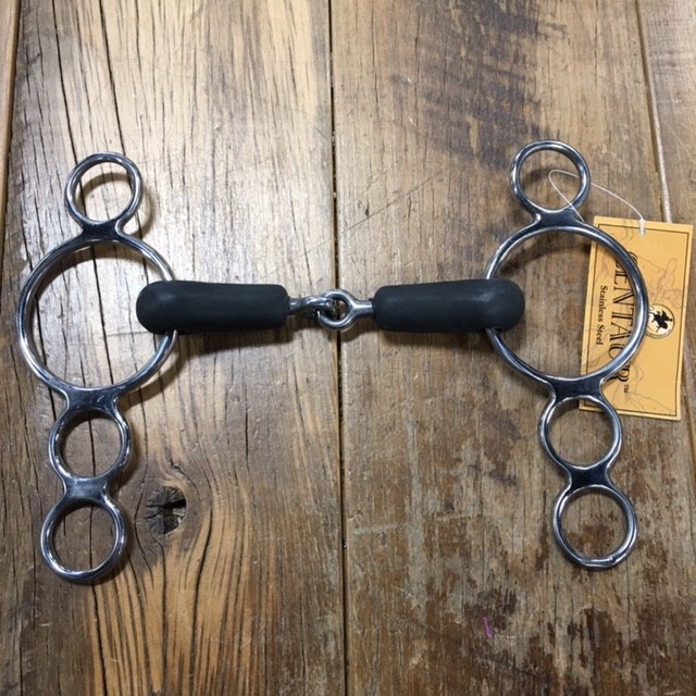 Centaur 3 Ring Rubber Jointed Gag Bits - Franklin Saddlery