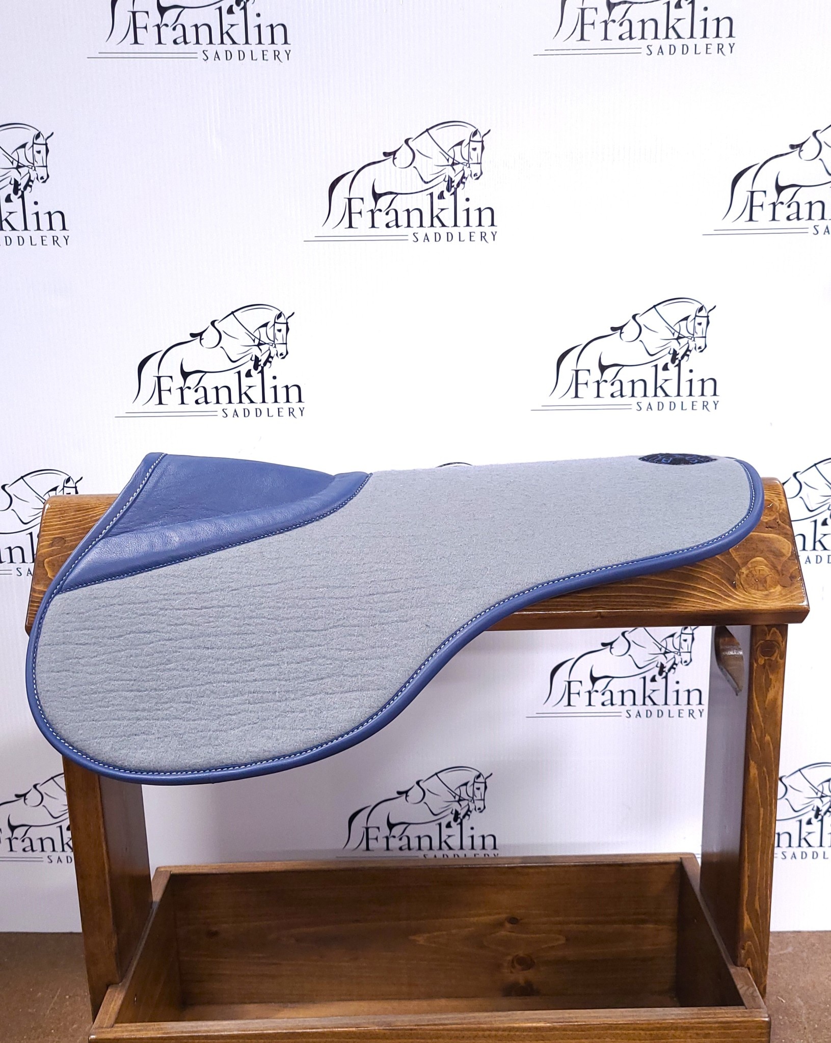 Butet Custom Felt Half Pad Grey/Blue Trim - Franklin Saddlery