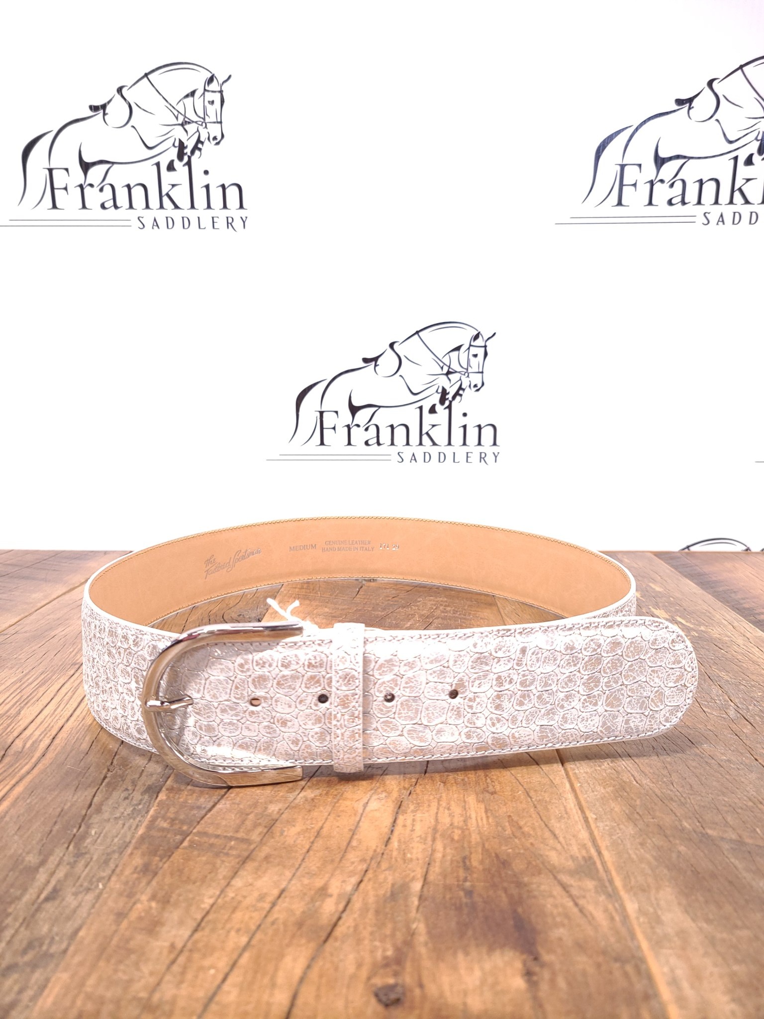 The Tailored Sportsman Tan/Silver Gator Belt - Franklin Saddlery