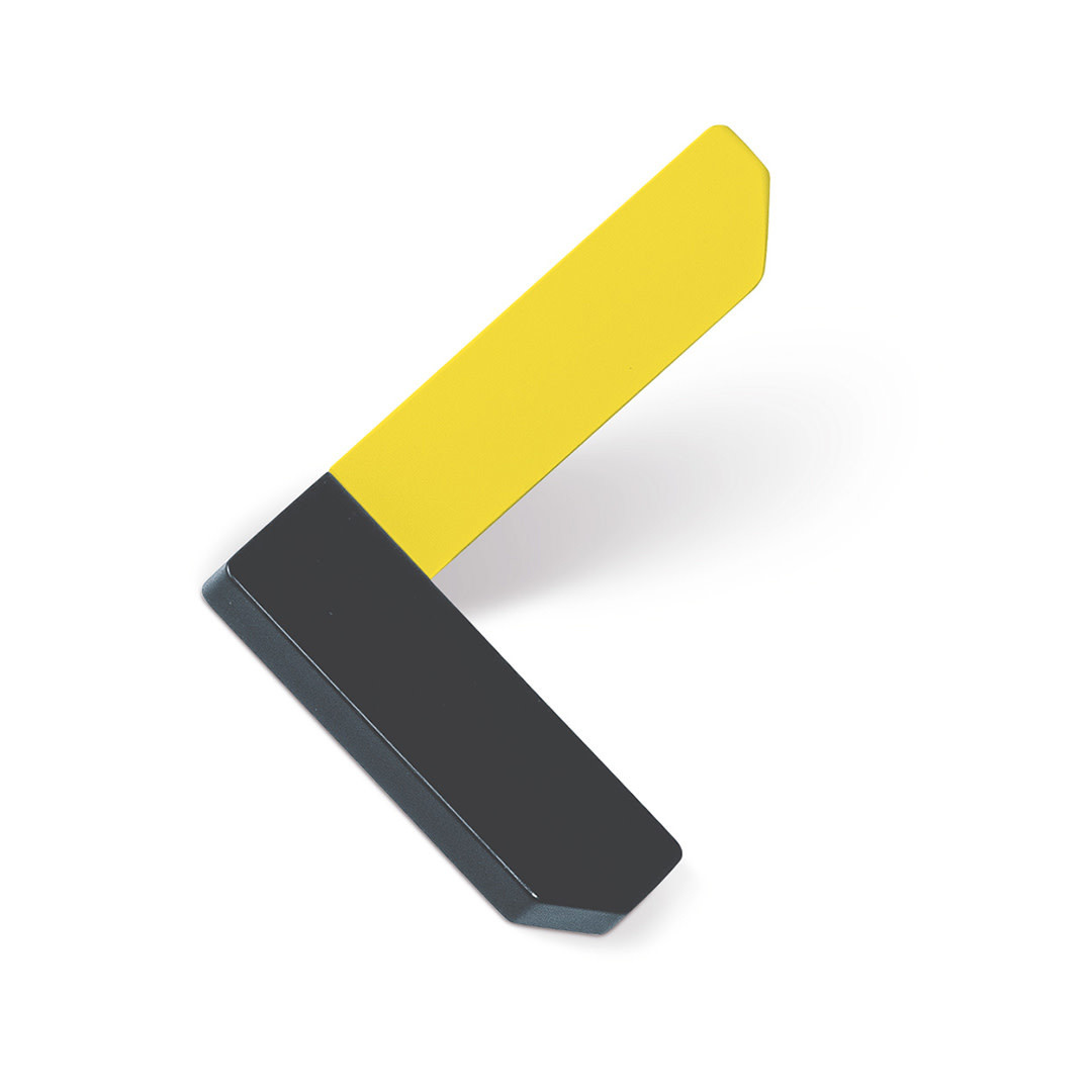 Corner Hook Anthracite Grey and Yellow - 4 in - Handles & More