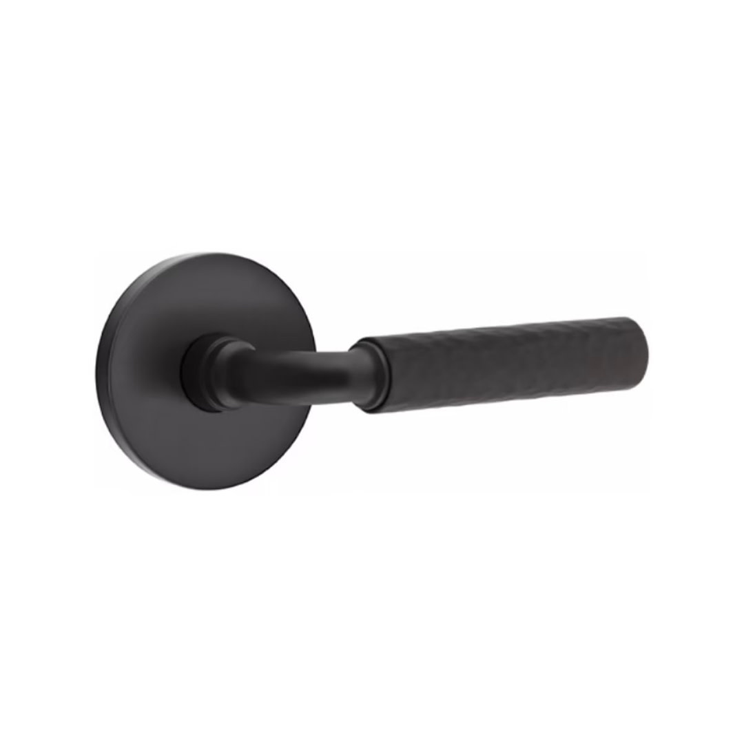Select R-Bar Hammered Privacy Lever Flat Black - Disk Rosette Right ...