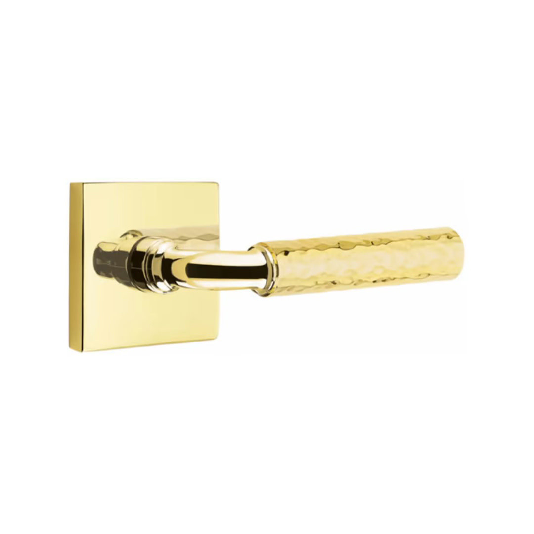 Select R-Bar Hammered Dummy Lever Unlacquered Brass - Square Rosette ...