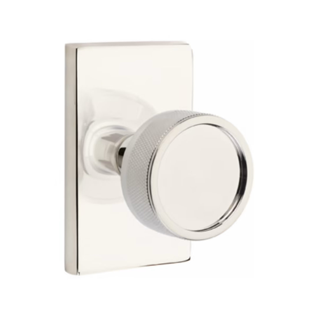 Conical Knurled Privacy Knob Polished Nickel - Modern Rectangular ...