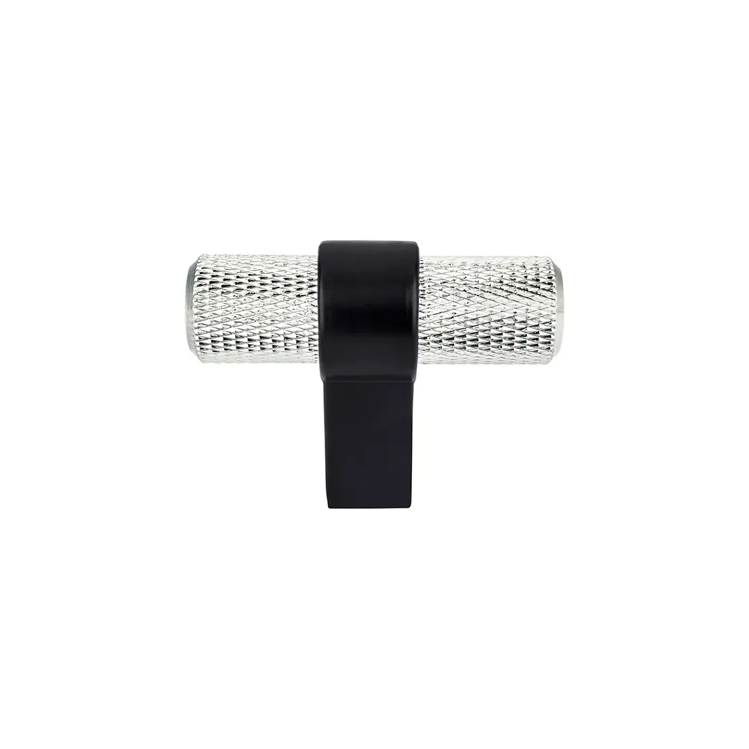 Radial Reign Knurled T-Knob Brushed Nickel and Matte Black - 2 in ...