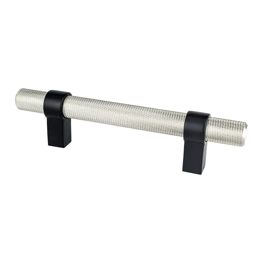 Radial Reign Knurled Pull Brushed Nickel and Matte Black - 3 3/4 in ...
