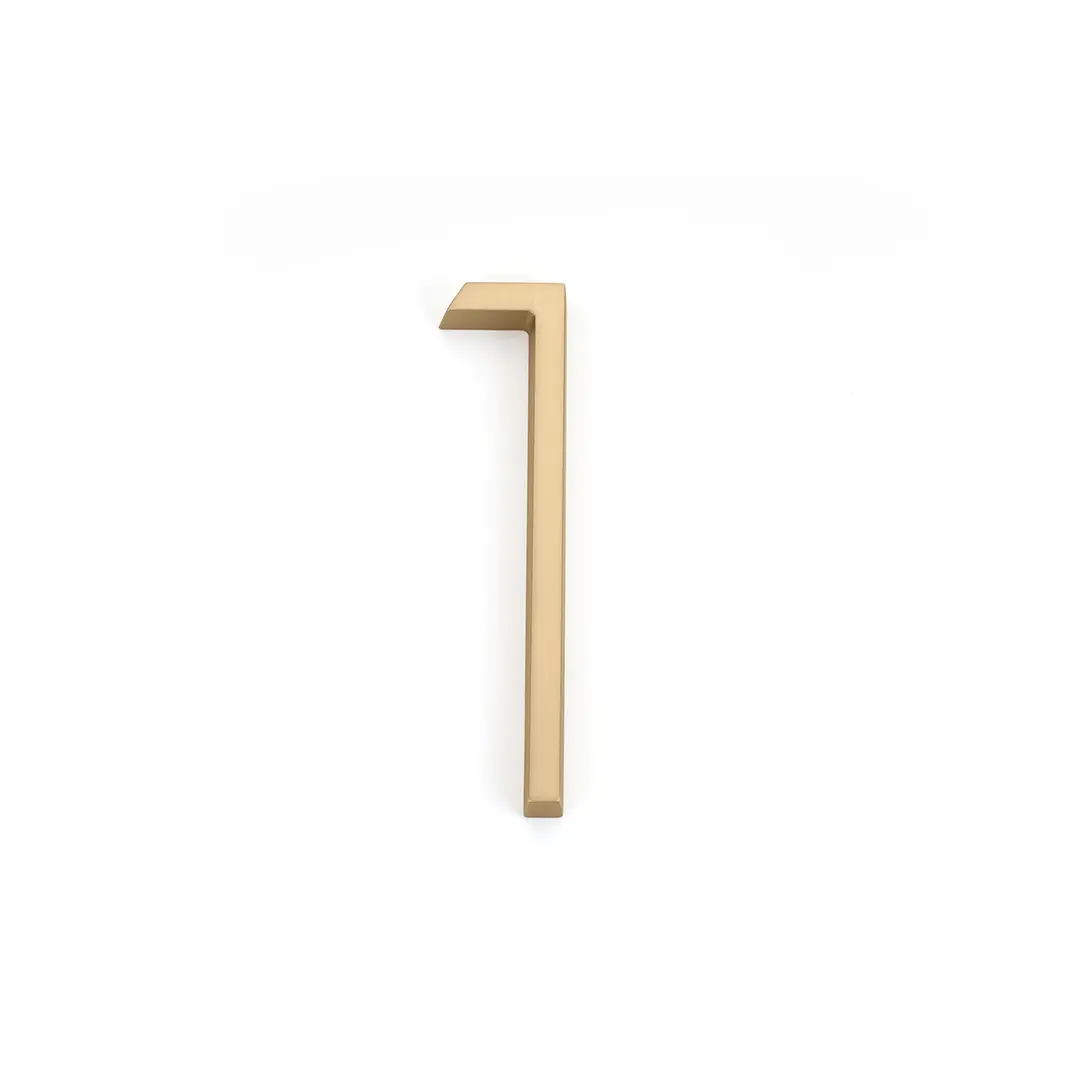 Modern House Number #1 Satin Brass - 7 in - Handles & More Hardware Ltd.