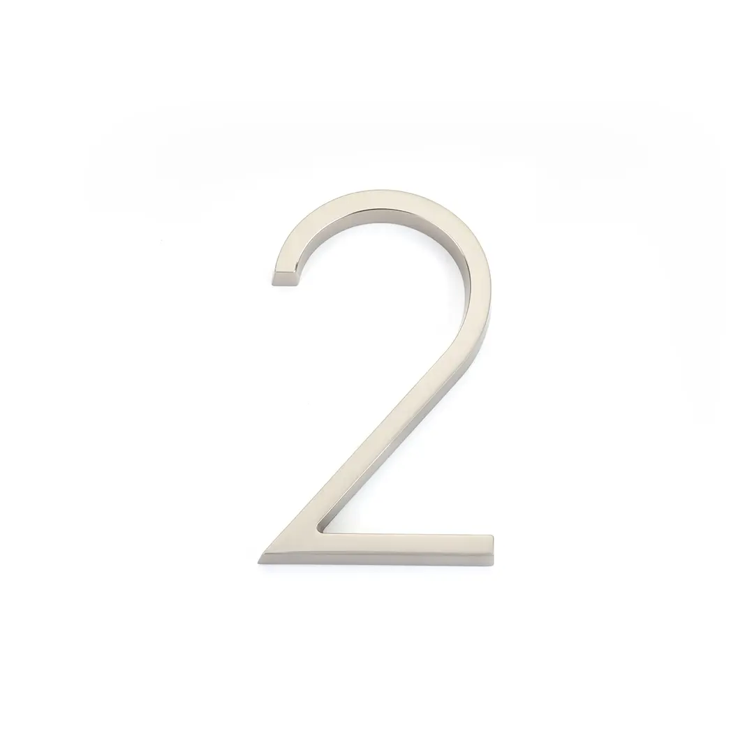 Modern House Number #2 Satin Nickel - 7 in - Handles & More Hardware Ltd.