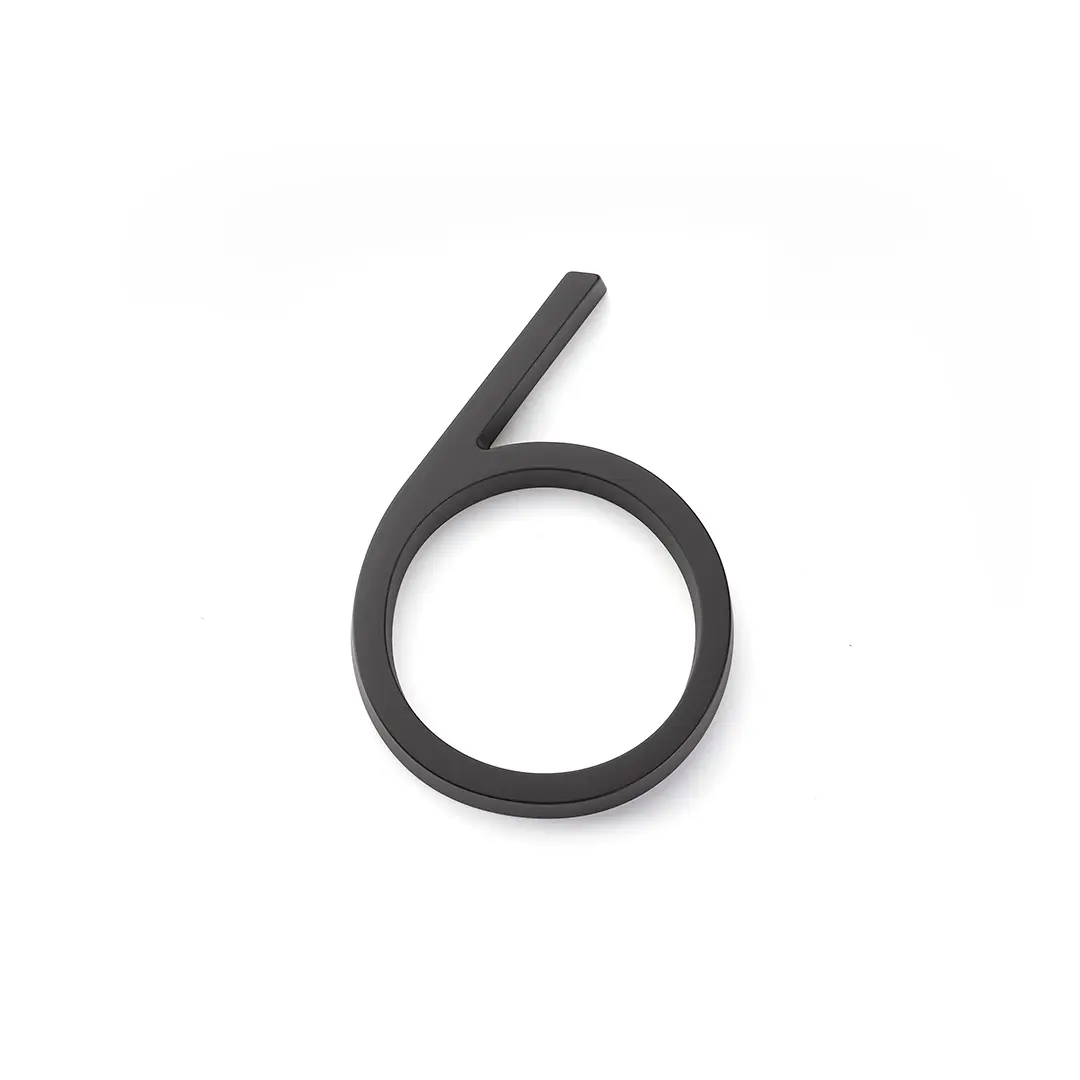 Modern House Number #6 Flat Black - 7 in - Handles & More Hardware Ltd.