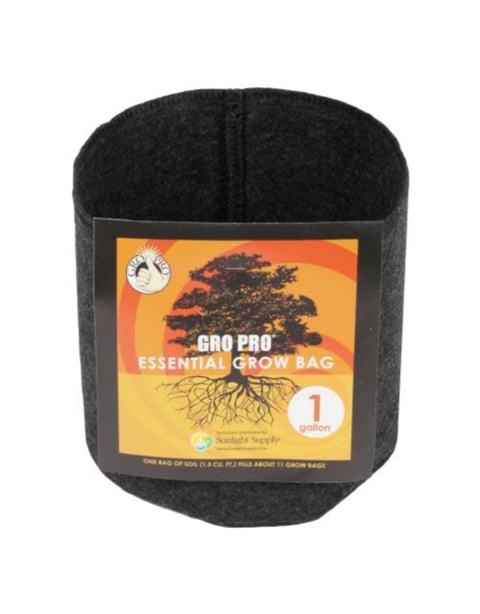 Gro Pro Essential Round Fabric Pot - Black 1 Gallon - Aroma Grow Store