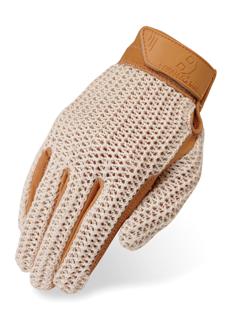 Heritage Unisex Crochet Tan Riding Gloves - RIDE