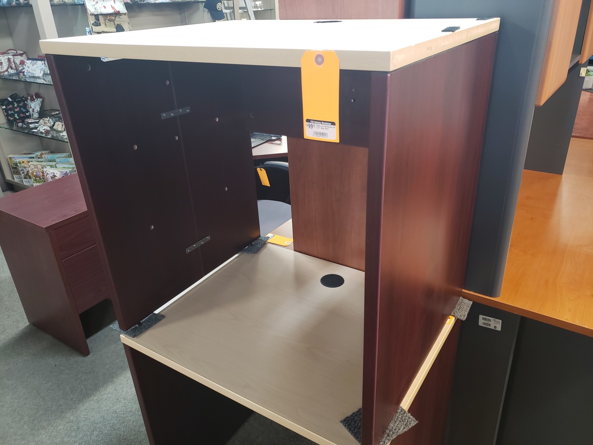 Maple over Mahogany 30" x 24" Desk Shell - TCB Office Furniture & Supplies