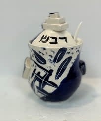 Handmade Ceramic Honey Jar with Spoon - Cohens Judaica