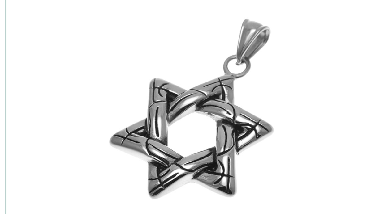 Stainless Steel Star of David with Design including Chain - Cohens Judaica