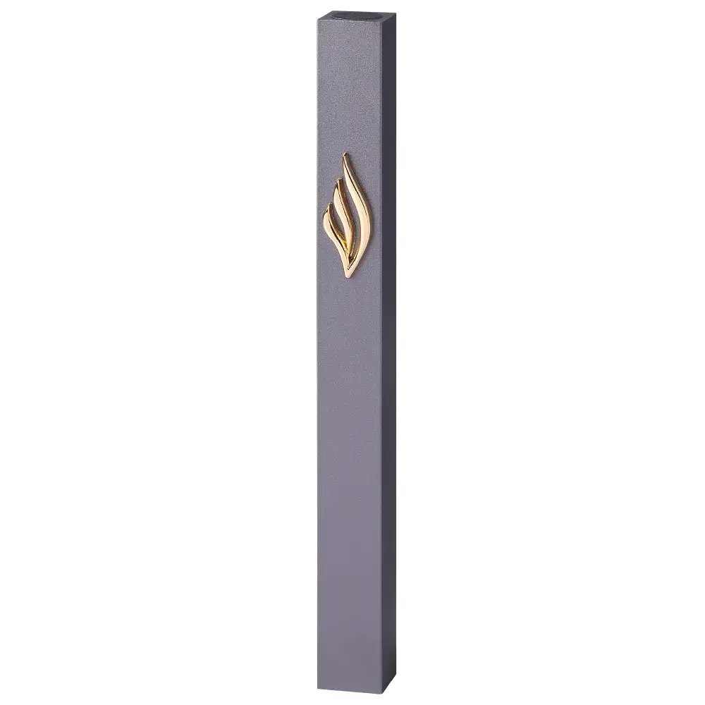 Aluminum Mezuzah 12 cm-with Metal Shin - Dark Gray - Cohens Judaica