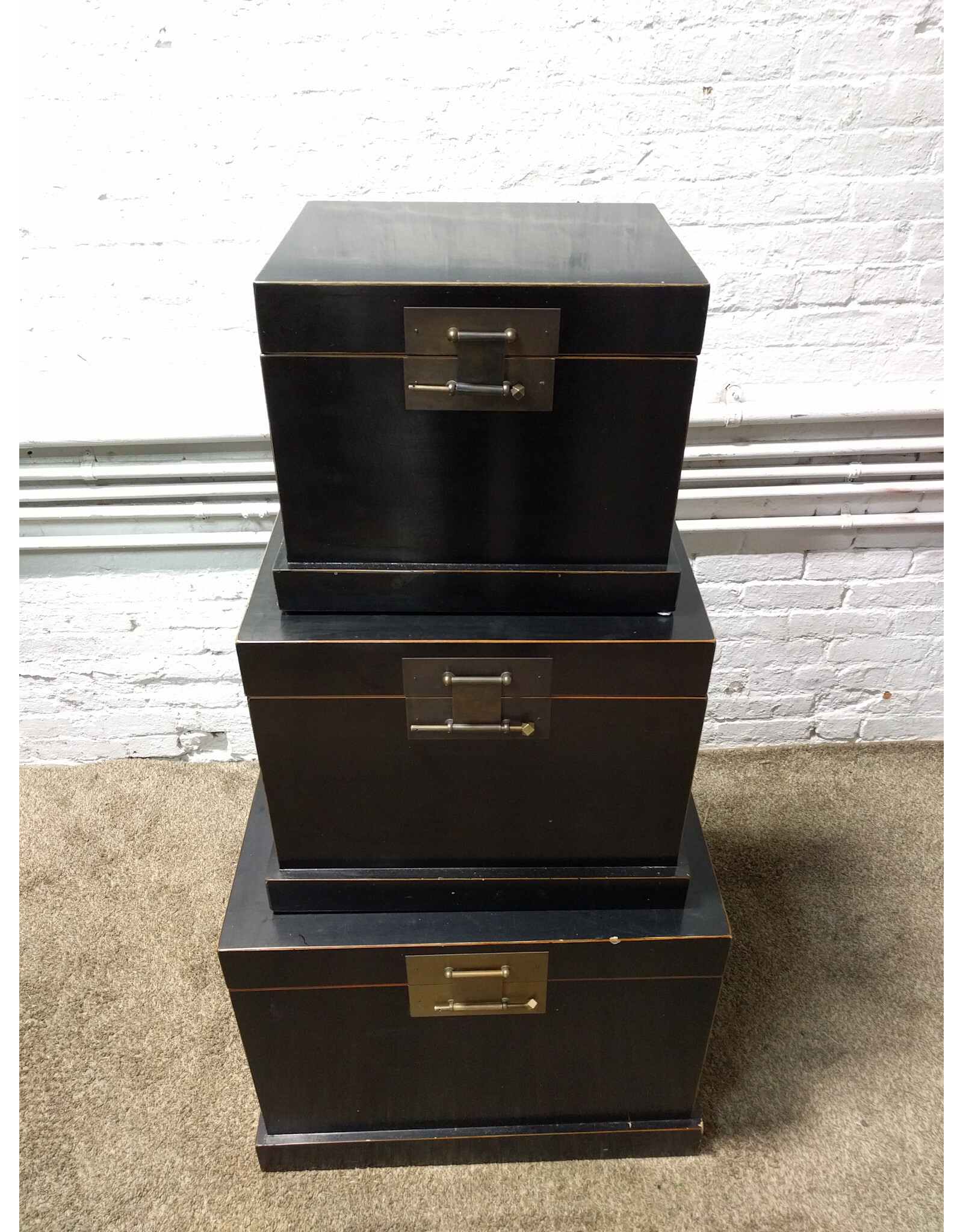 Chinese Black Lacquer Wedding Stacking Chest 20.25"H 25.25"W 22"D ...