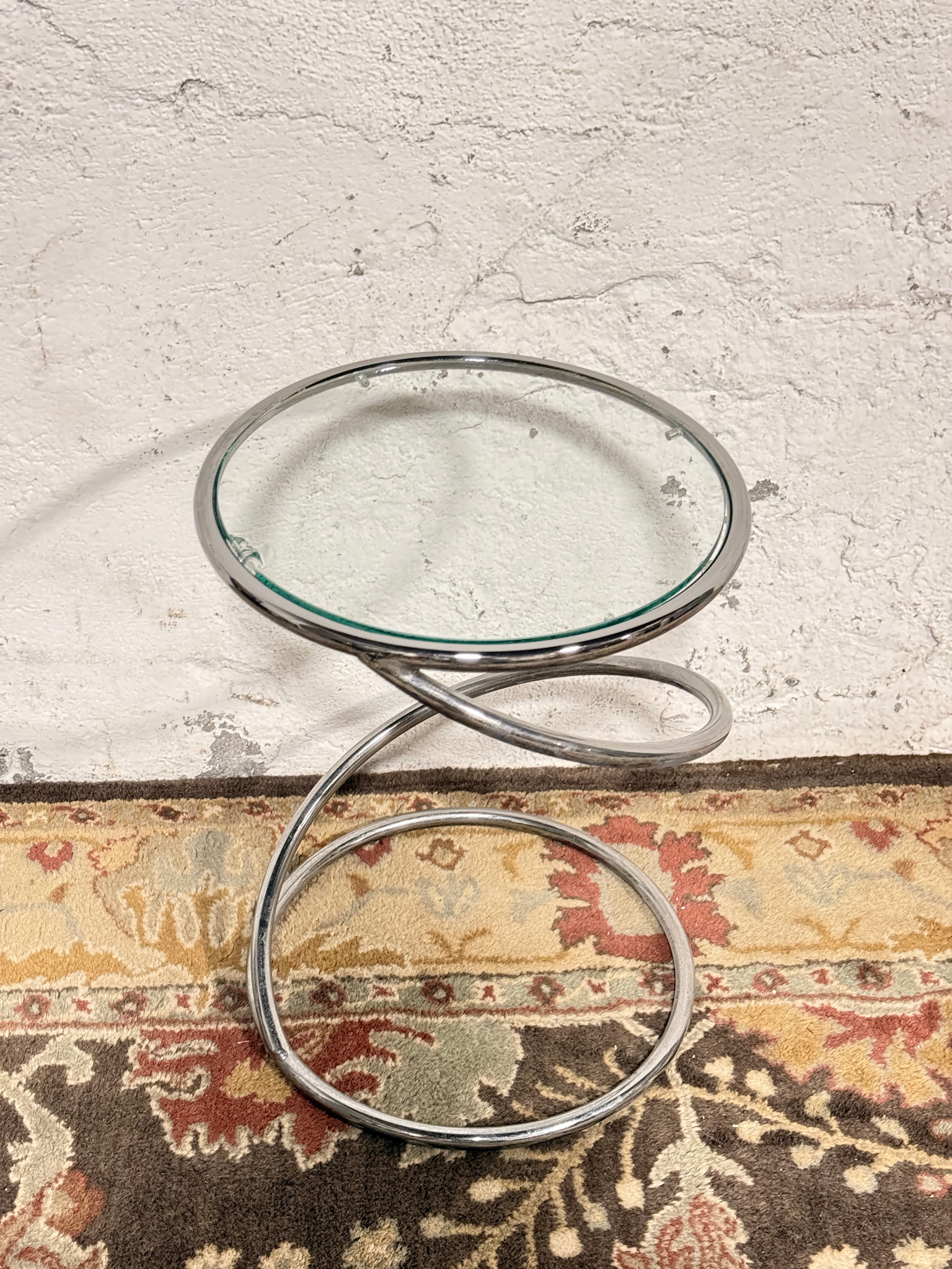 Rosen For Pace Modern Chrome Spiral Glass Top Side/End Table 18.5'H 14 ...