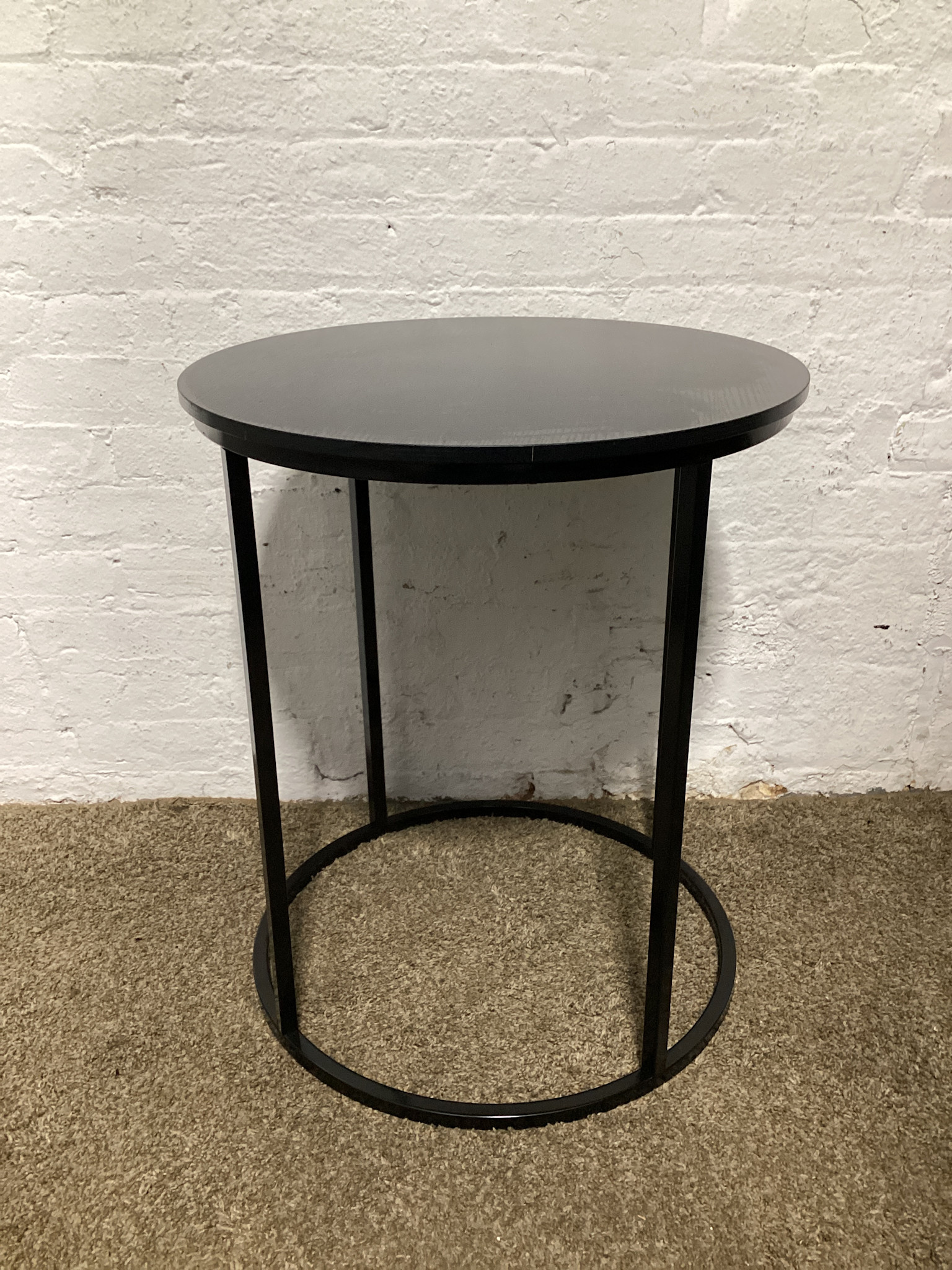 Black Faux Wood & Metal Frame Side Table - Remix Market NYC