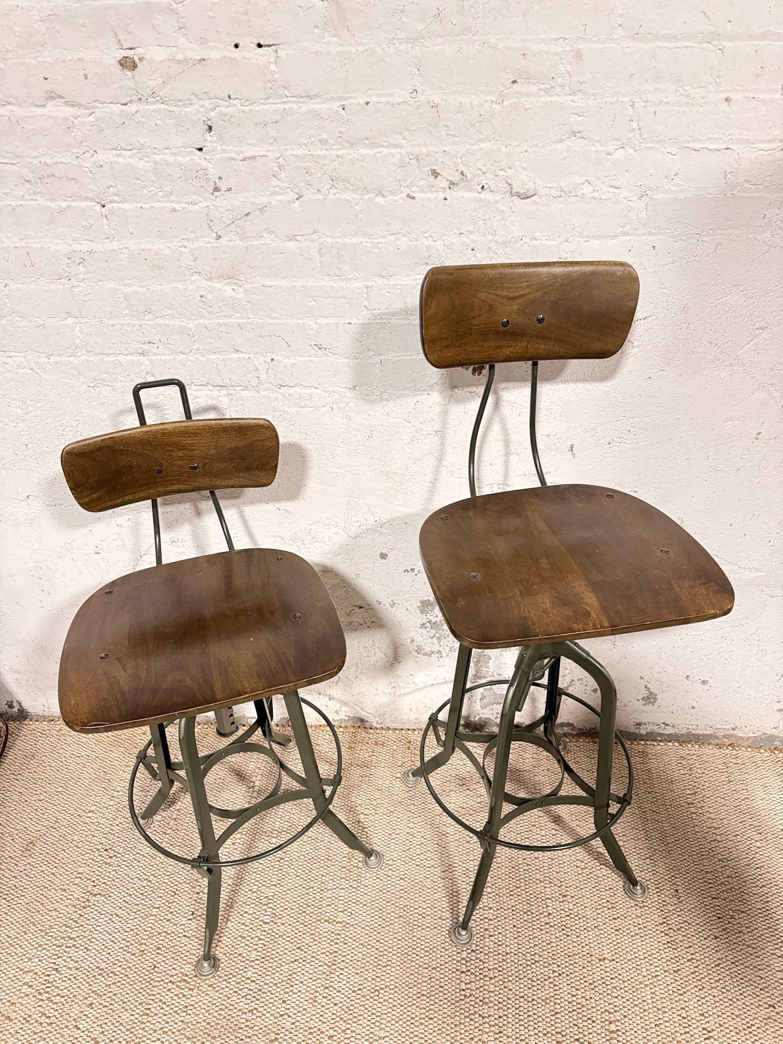 Reproduction Industrial Adjustable Drafting Metal Stool - Remix Market NYC