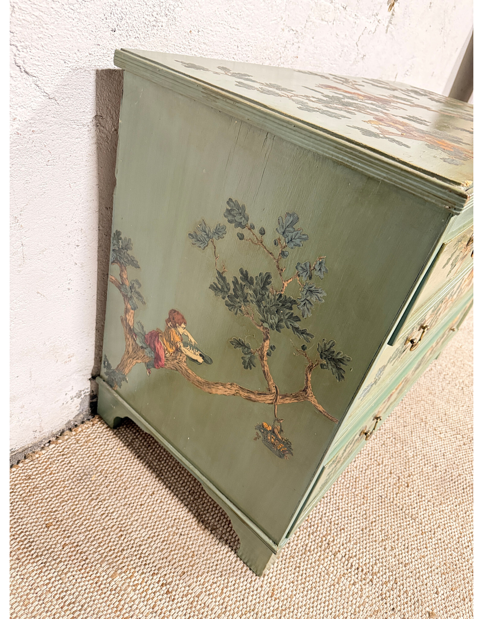 19th Century Decopauge Verdigre Illustrated 4-Drawer Dresser - Remix ...