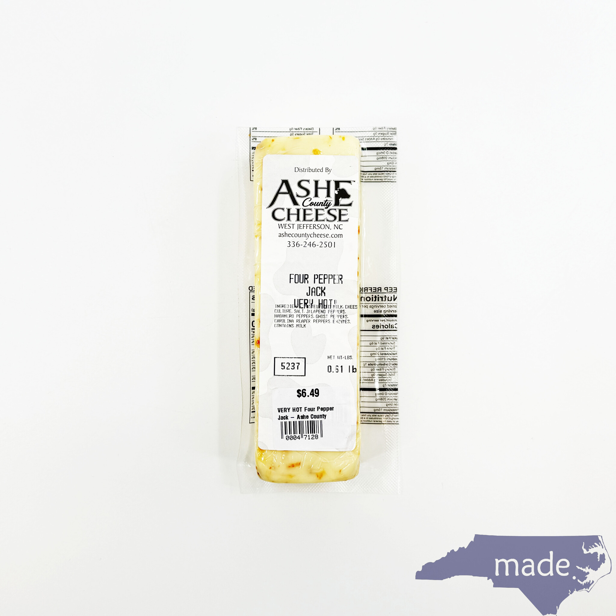 VERY HOT Four Pepper Jack - Ashe County Cheese - Made in NC, LLC