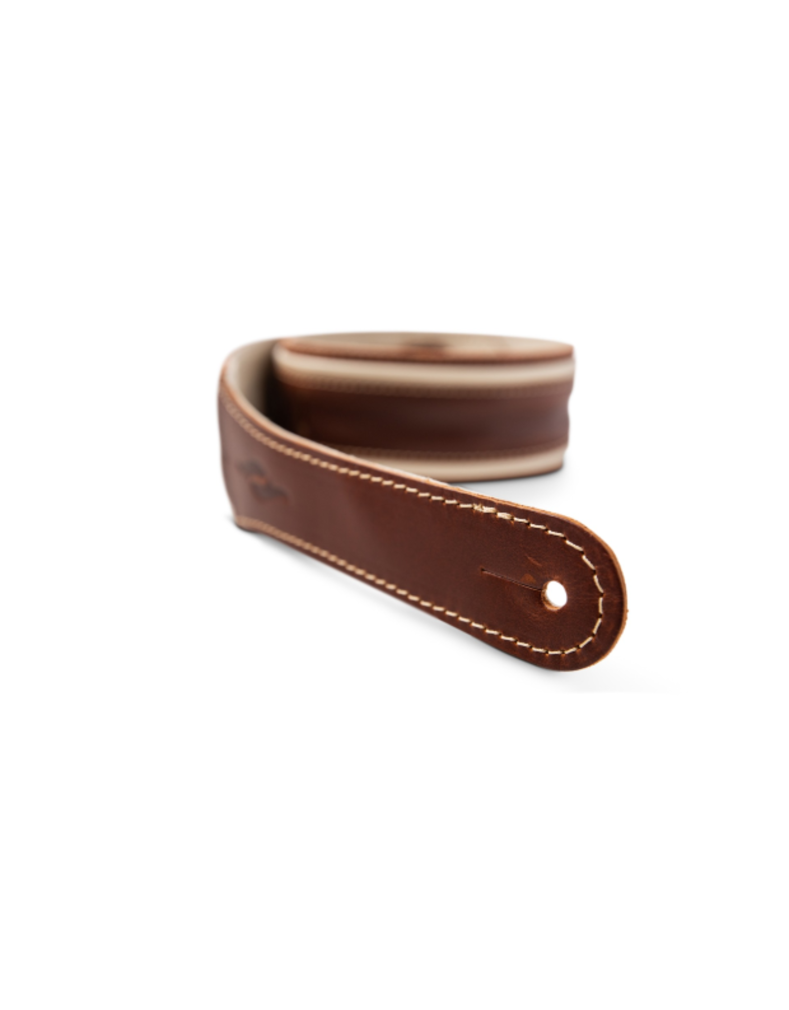 Taylor Element 2.5" Leather Guitar Strap - Brown/Cream - Backwoods Guitar