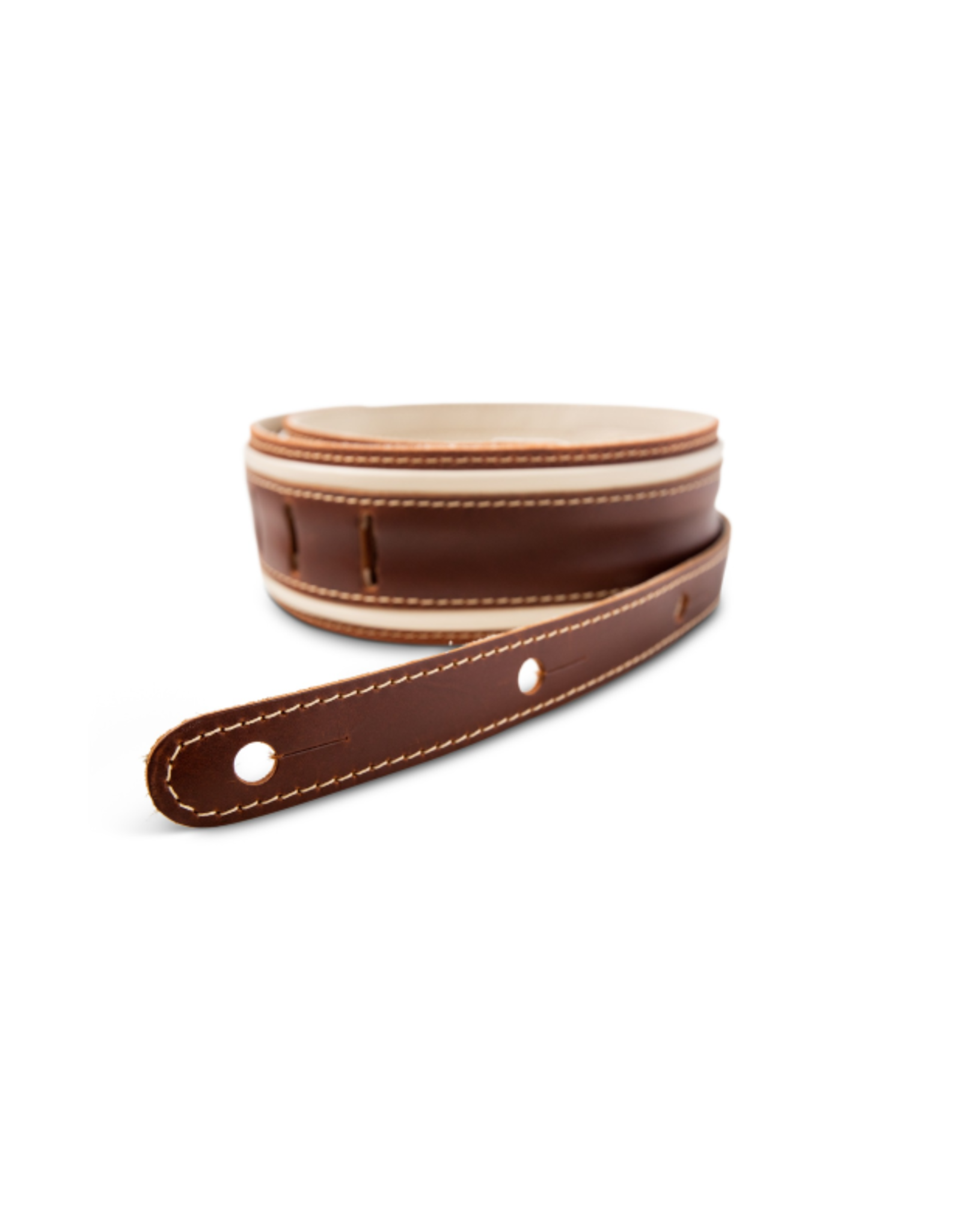 Taylor Element 2.5" Leather Guitar Strap - Brown/Cream - Backwoods Guitar