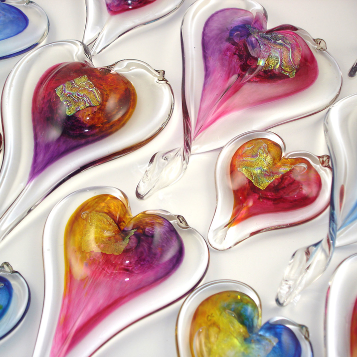 glass hearts - blue goldsmiths