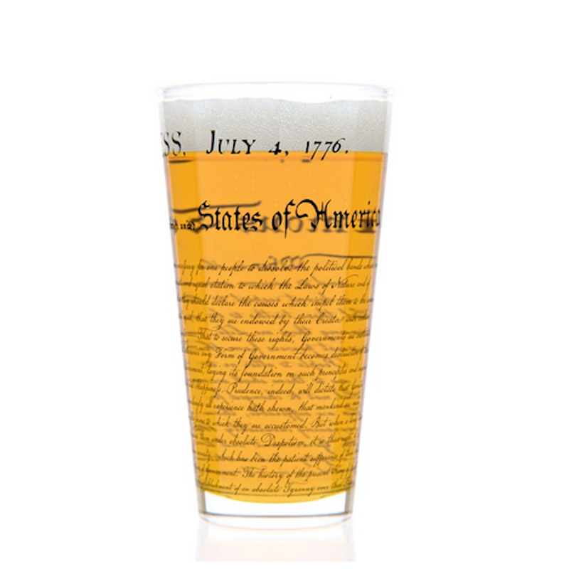 declaration of independence pint glass - blue goldsmiths
