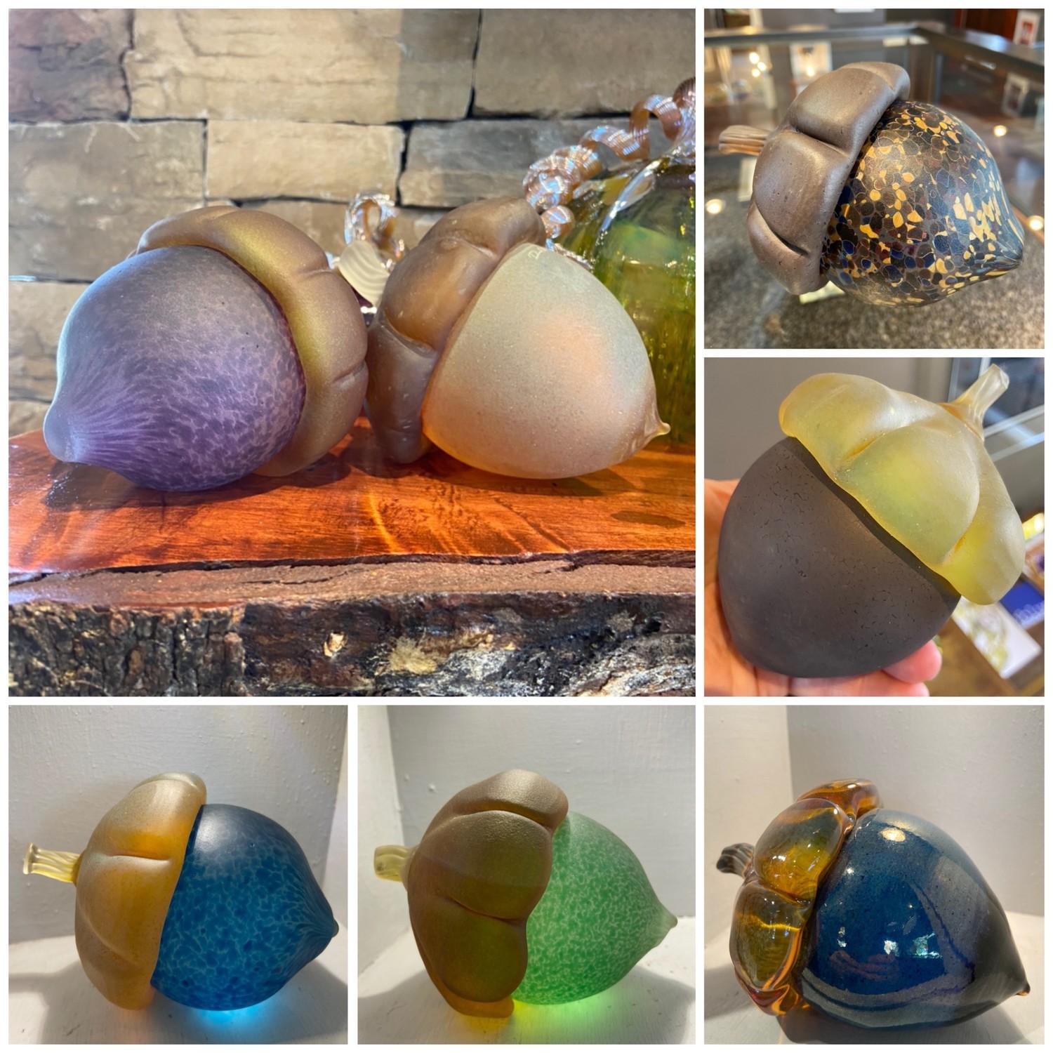 Blown Glass Acorn Blue Goldsmiths
