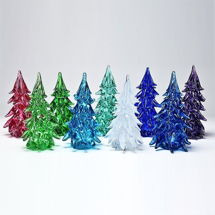 glass christmas trees - blue goldsmiths