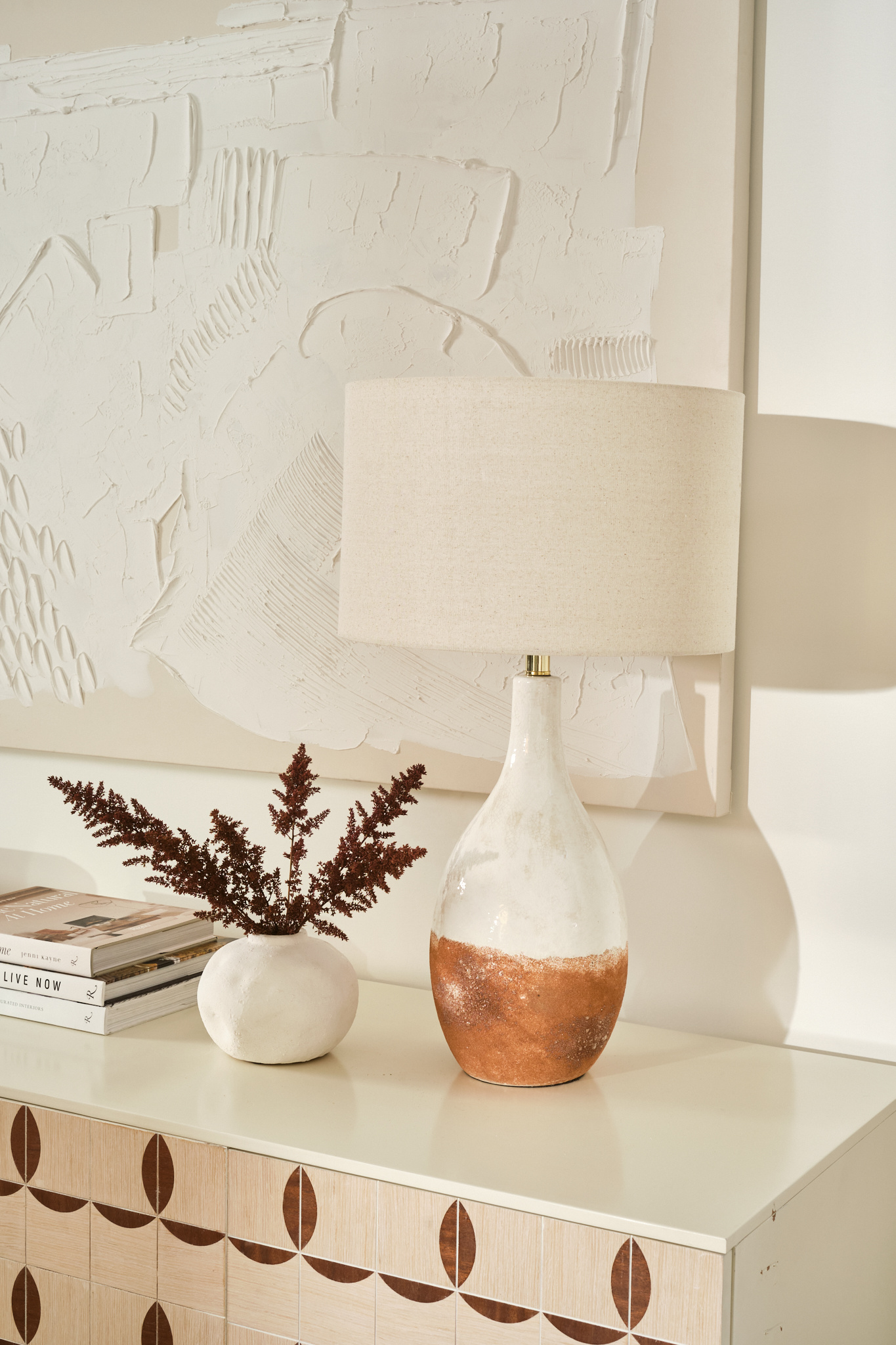 Ceramic Table Lamp with Linen Shade - Shoppe Jessica Velikovsky Interiors