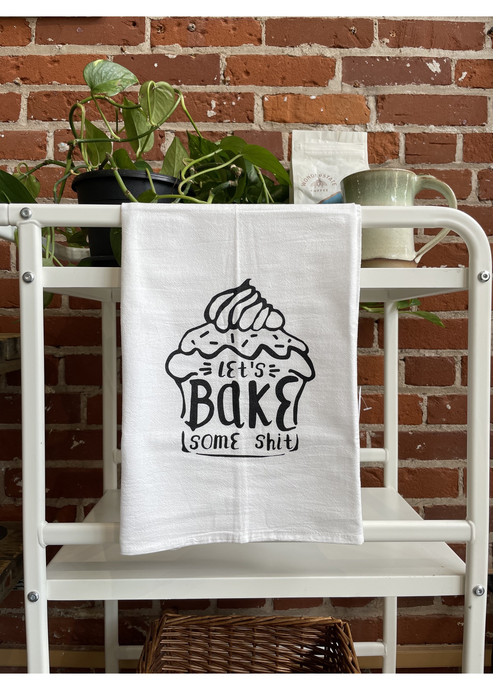 Screen Printed Dish Towel Let's Bake Some Shit - Tangled Up In Hue