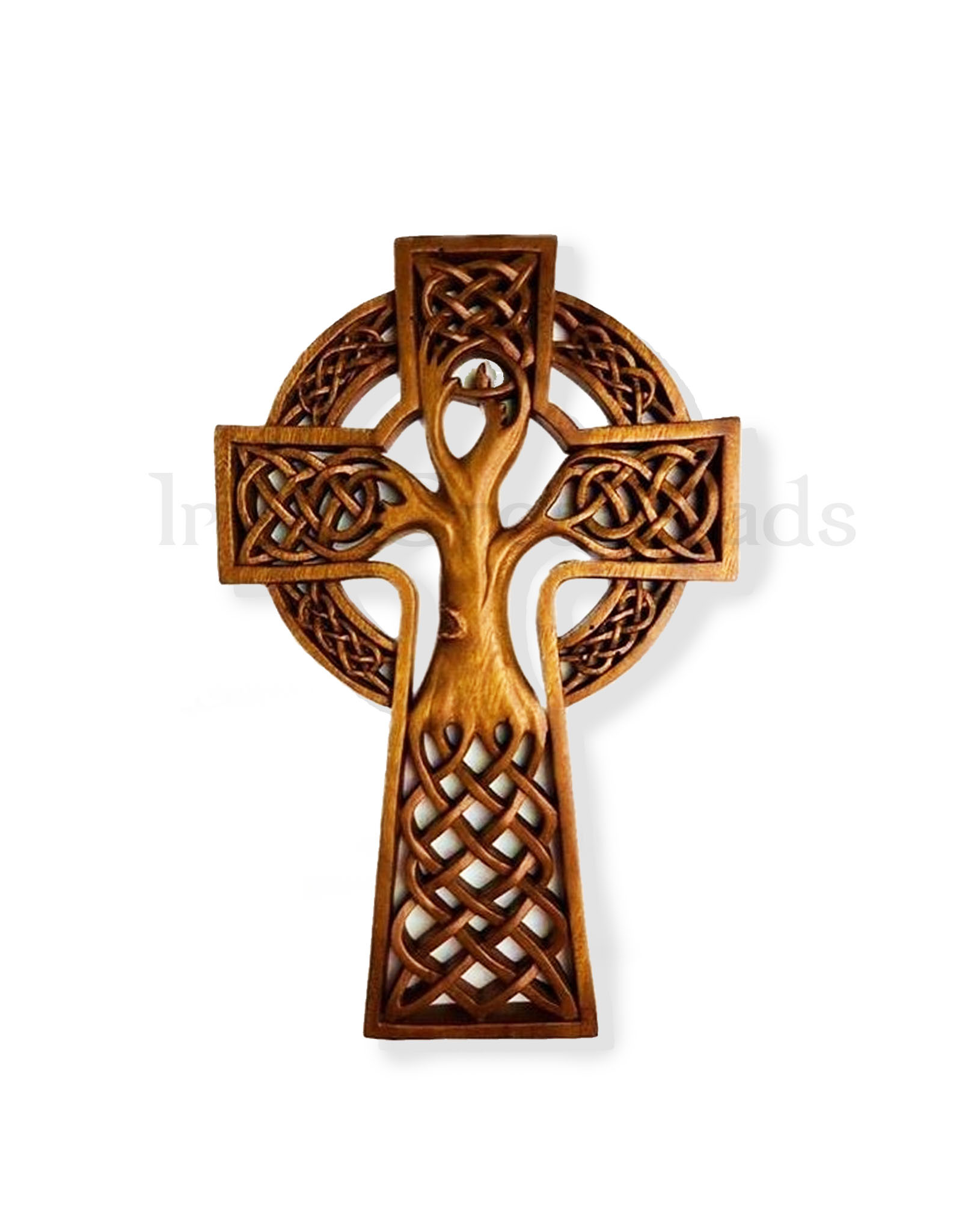 CELTIC WOOD CARVING - Cross Tree of Life - Irish Crossroads