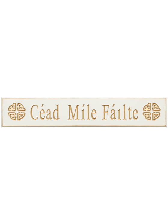 “CEAD MILE FAILTE” CARVED WOOD SIGN - Irish Crossroads