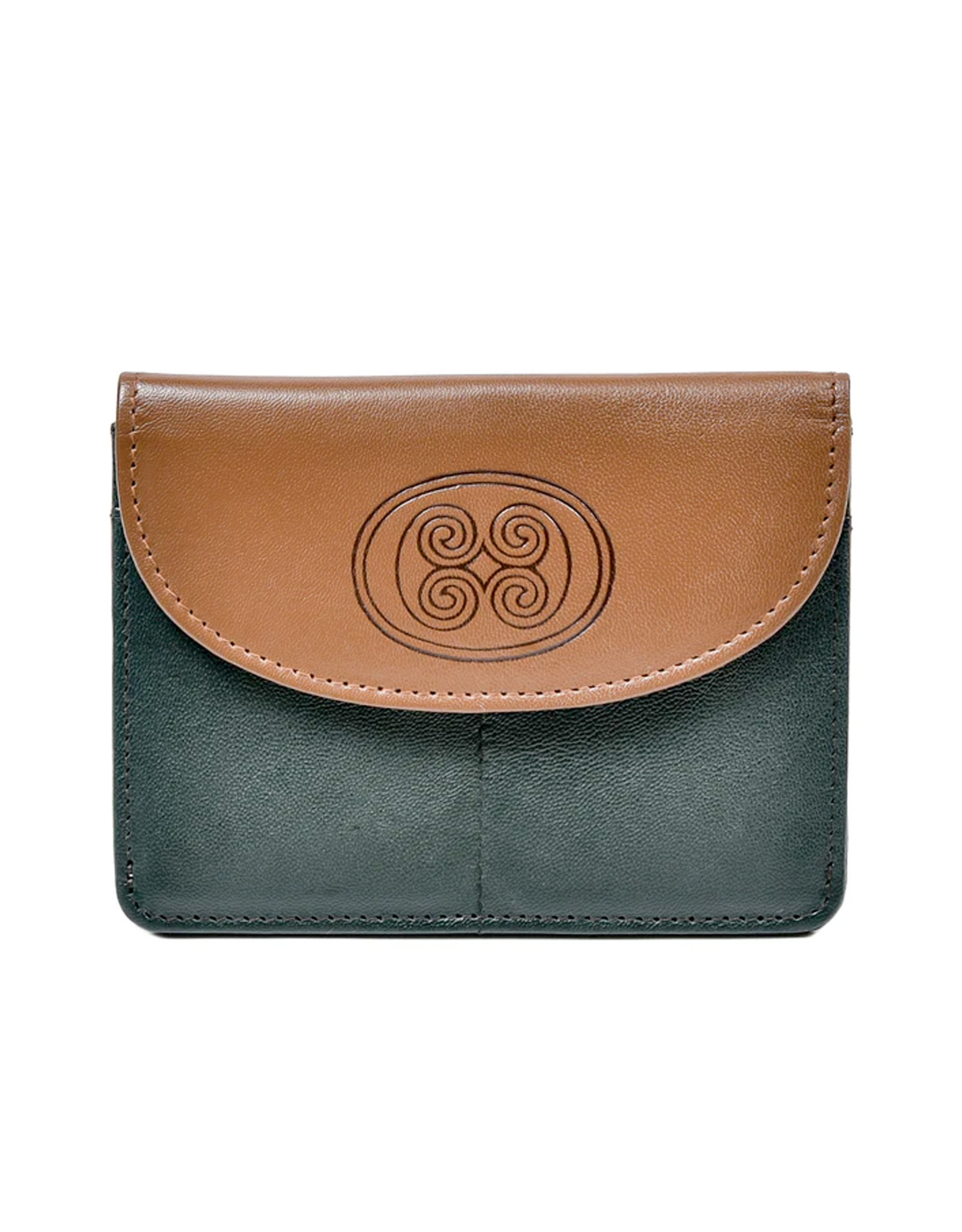 TINNAKEENLY BACK ZIP PURSE - Celtic Spiral Grn/Tan Leather - Irish ...