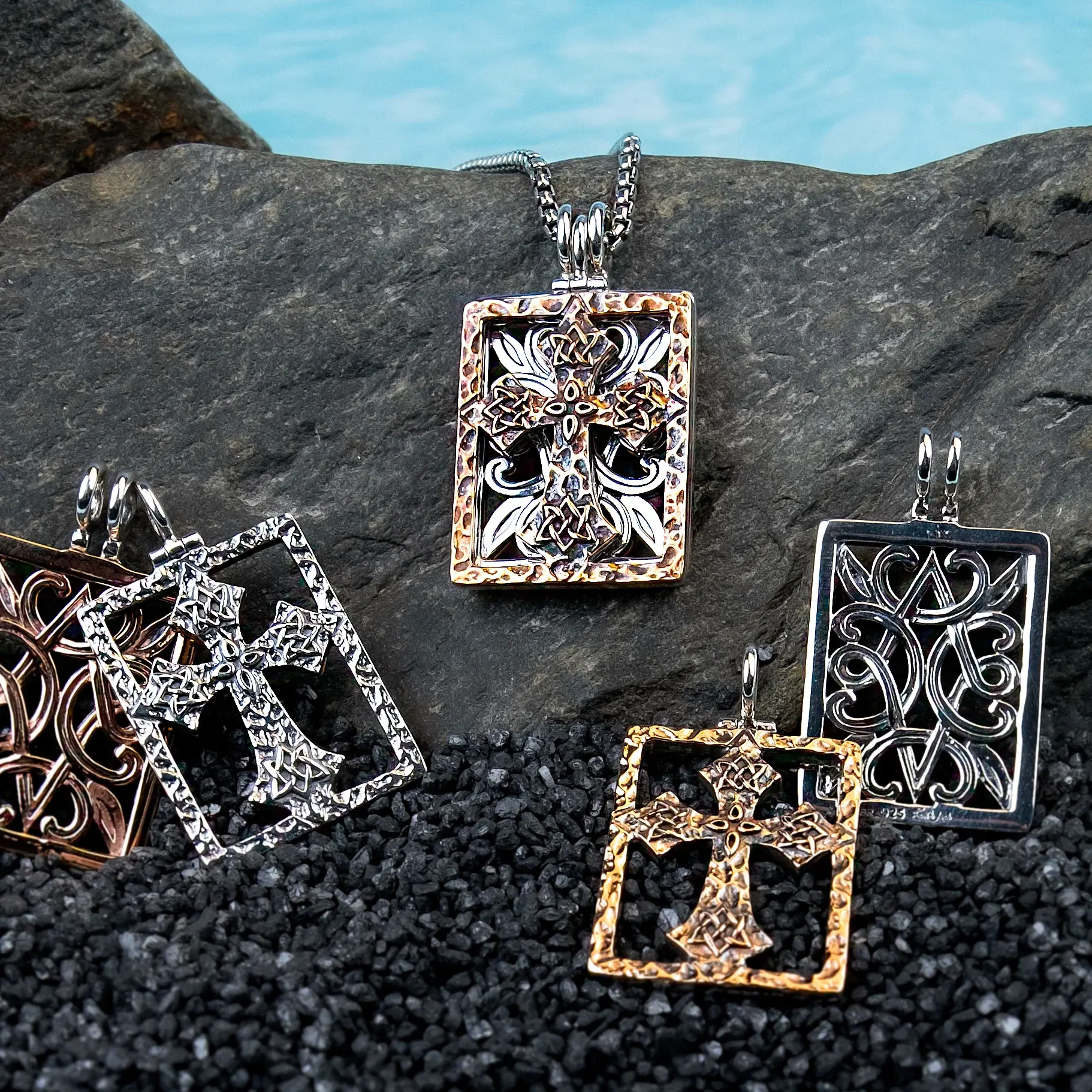 KEITH JACK STERLING & BRONZE ECLIPSE CROSS 10-Way PENDANT - Irish ...