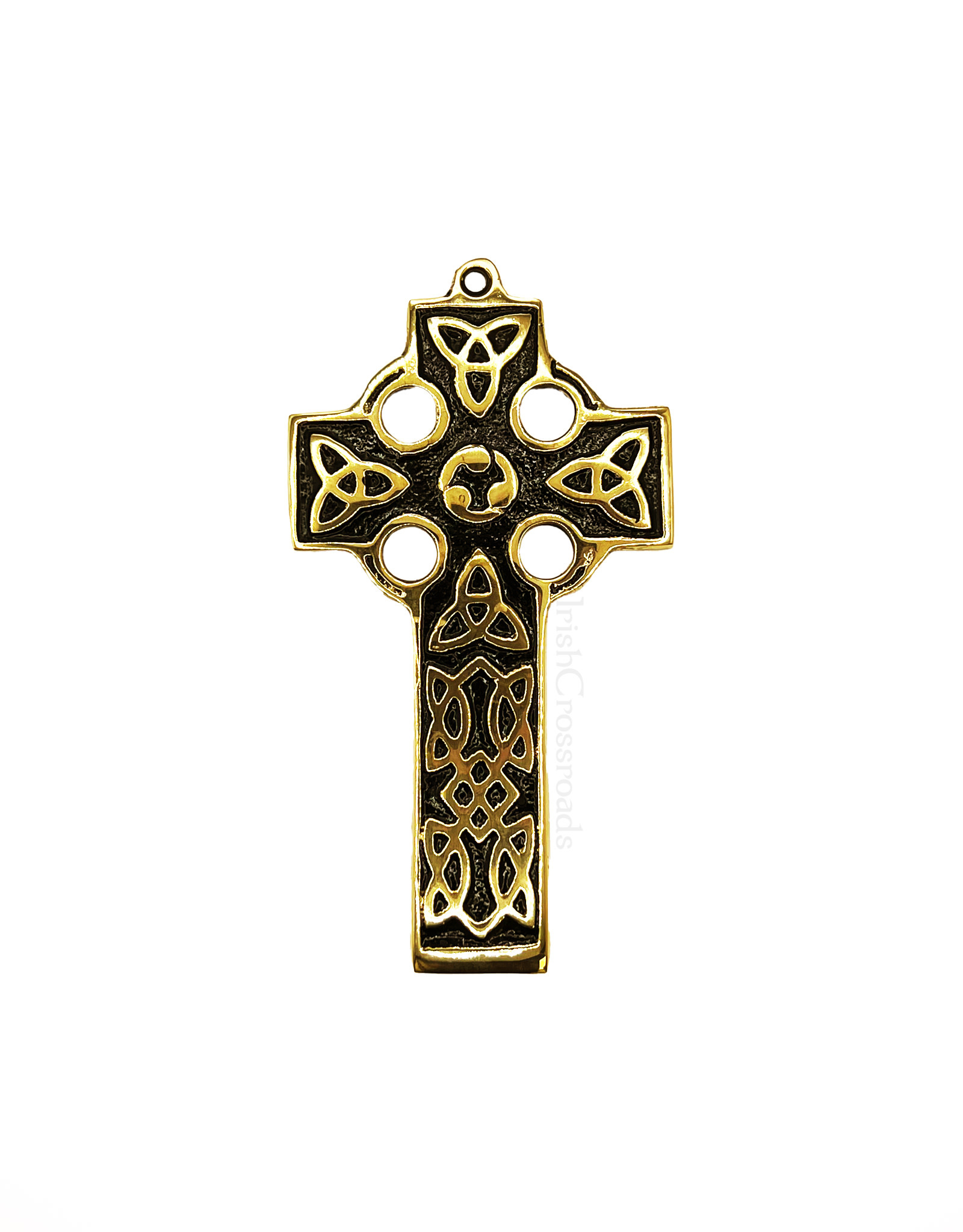 CELTIC WALL CROSS BRASS/BLACK - Small - Irish Crossroads