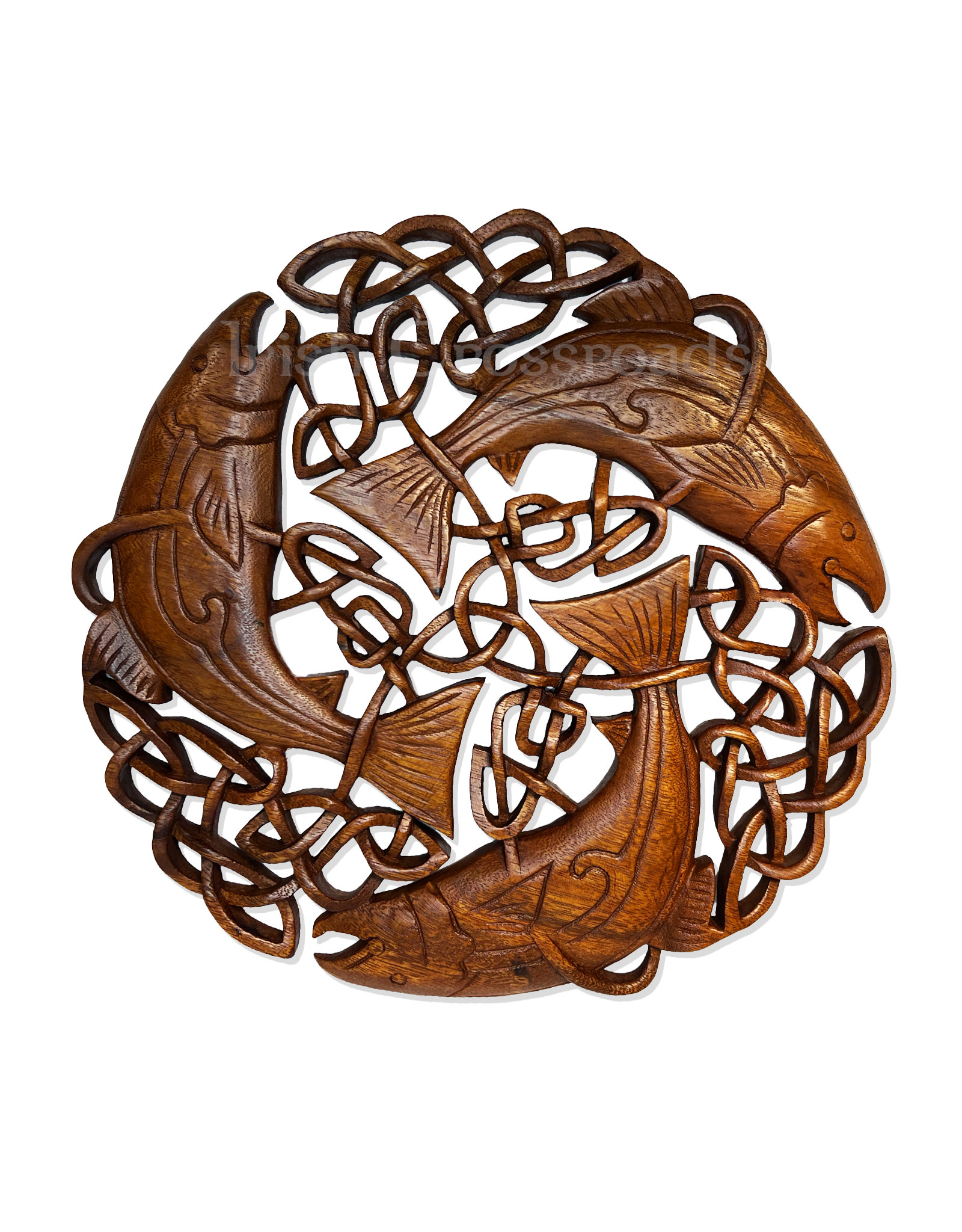 CELTIC WOOD CARVING - Salmon of Knowledge - Irish Crossroads