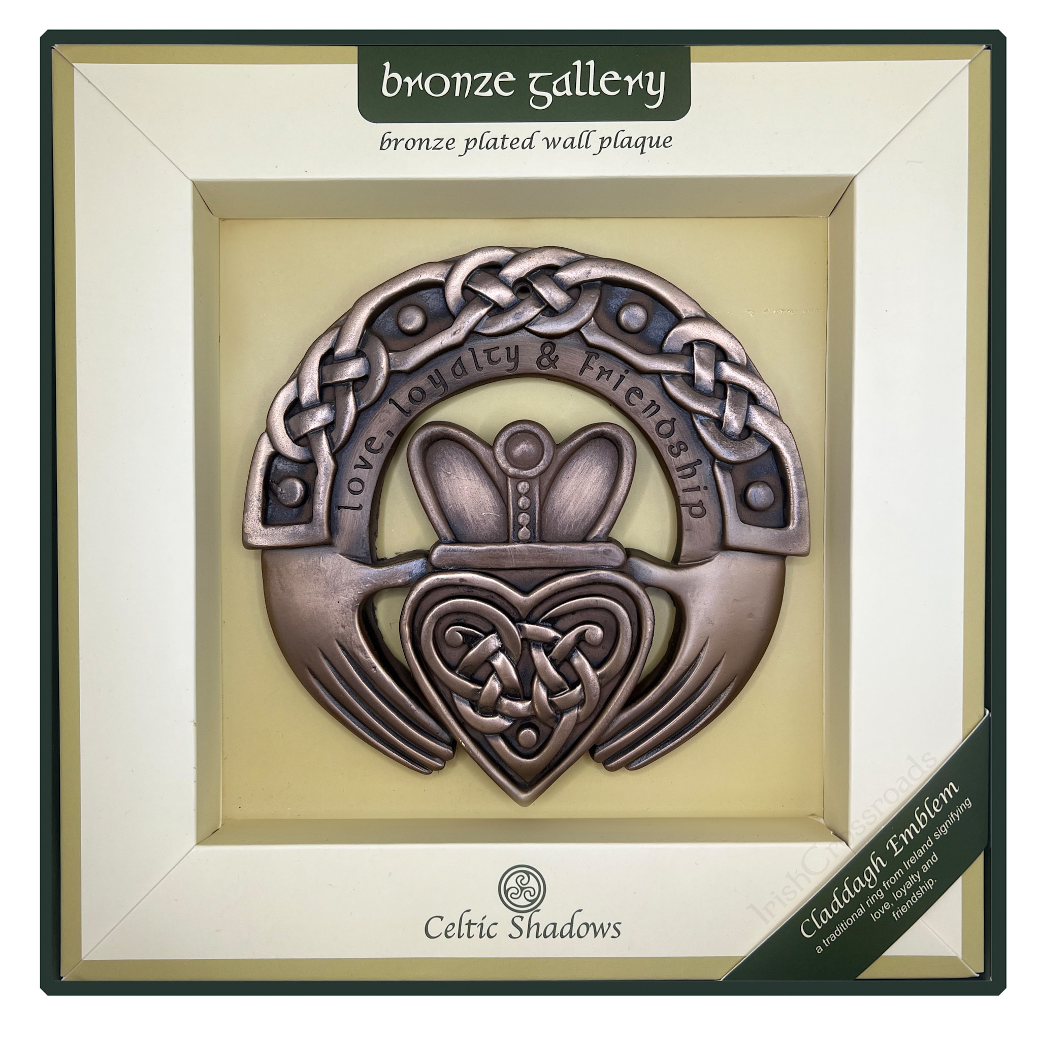 CELTIC BRONZE GALLERY WALL PLAQUE - CLADDAGH - Irish Crossroads