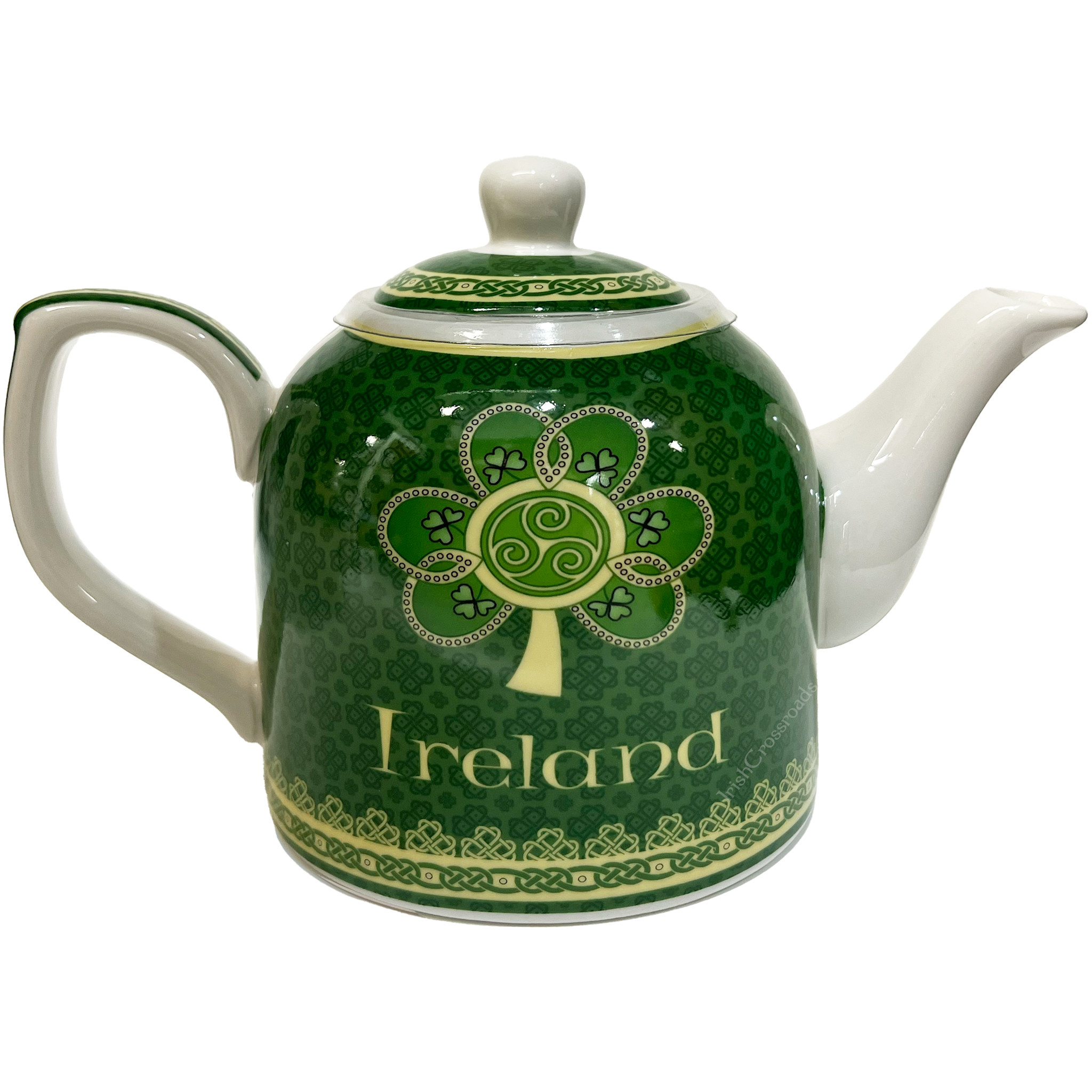 CELTIC SPIRAL TEAPOT - IRELAND SHAMROCK - Irish Crossroads