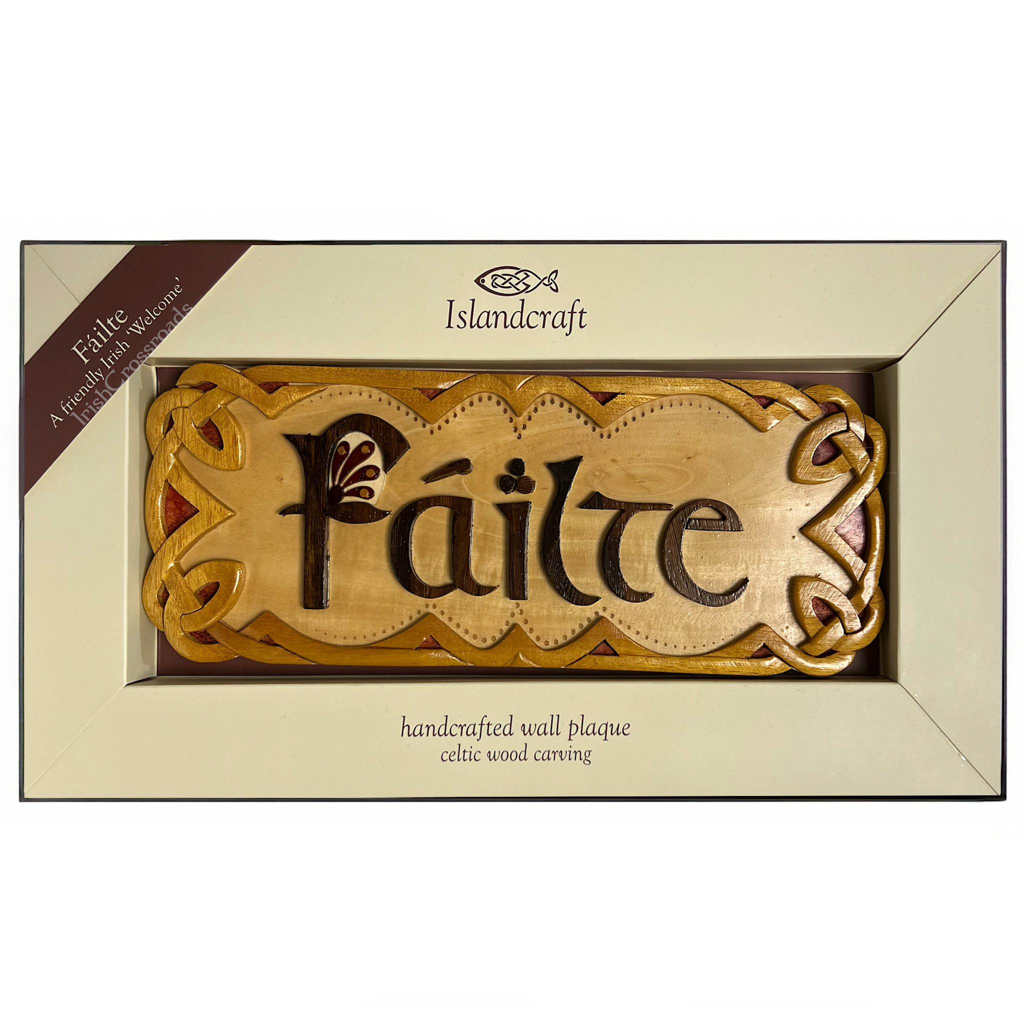 ISLANDCRAFT WOOD WALL ART - Failte Celtic Knotwork - Irish Crossroads