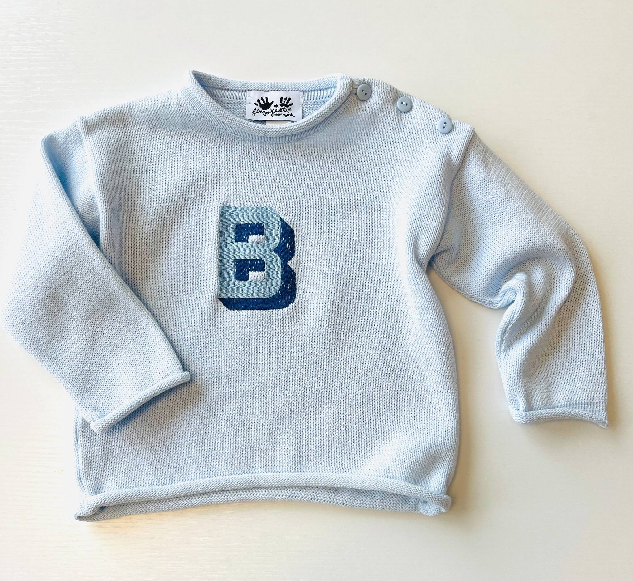 Monogrammed Blue Roll Neck Sweater - ElleB gifts