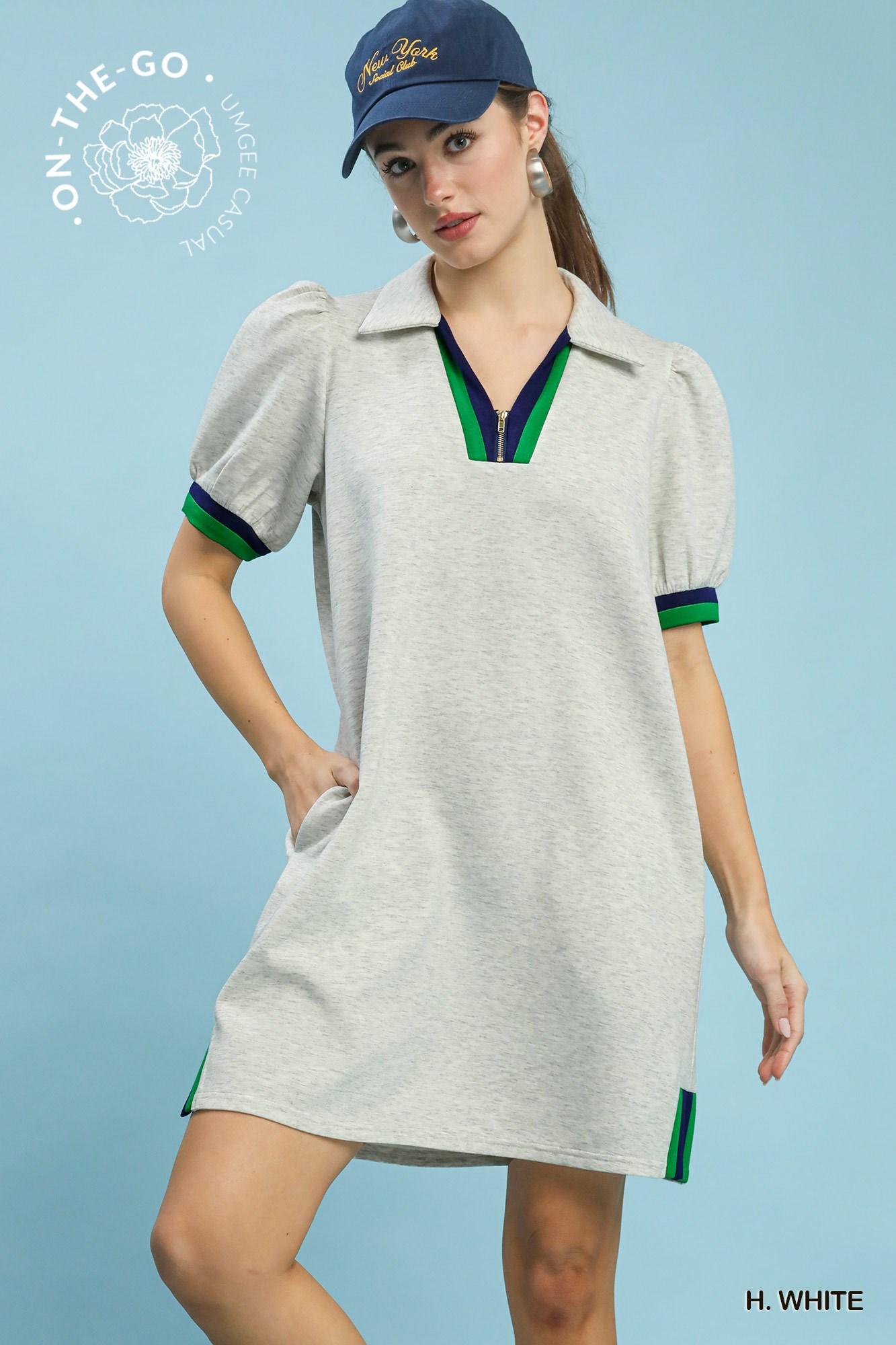 Zipper white shift dress with color block - ElleB gifts