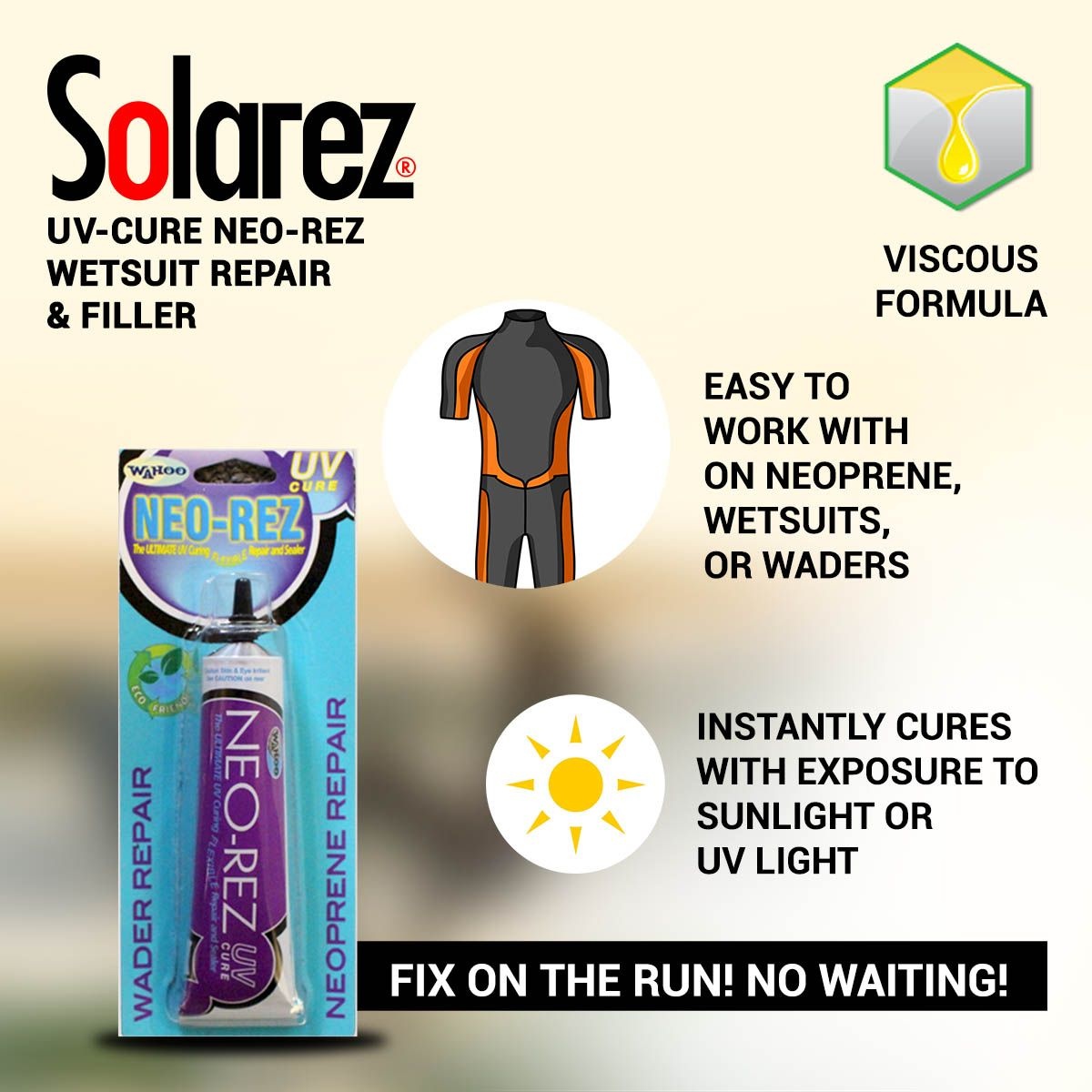 Solarez Neo-Rez UV-Cure Wetsuit Repair & Filler - Coast Outdoors