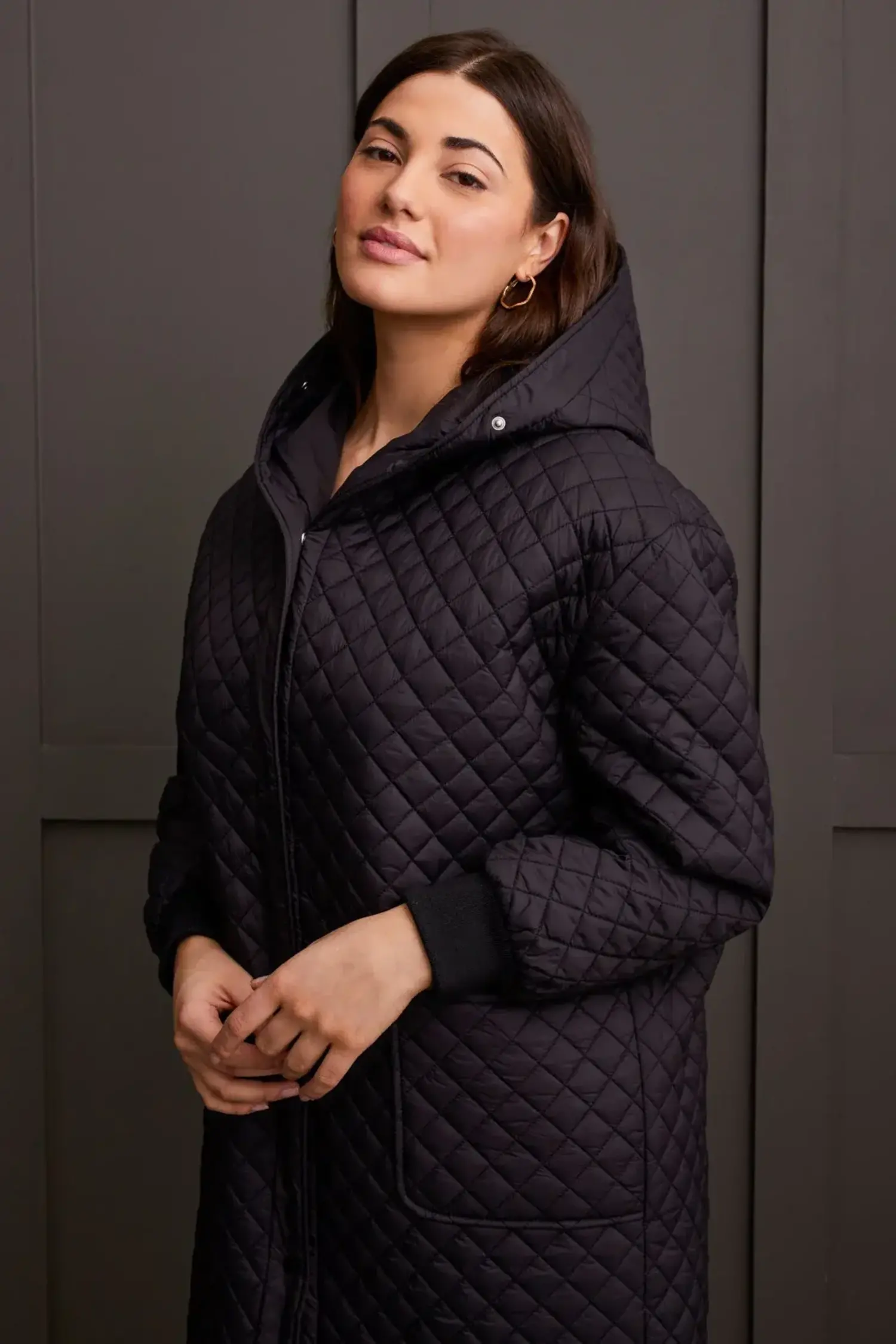 Tribal 1874O COCOON MINIQUILTED DOLMAN COAT WITH SNAP-UP Tribal 1874O COCOON MINIQUILTED DOLMAN COAT WITH SNAP-UP